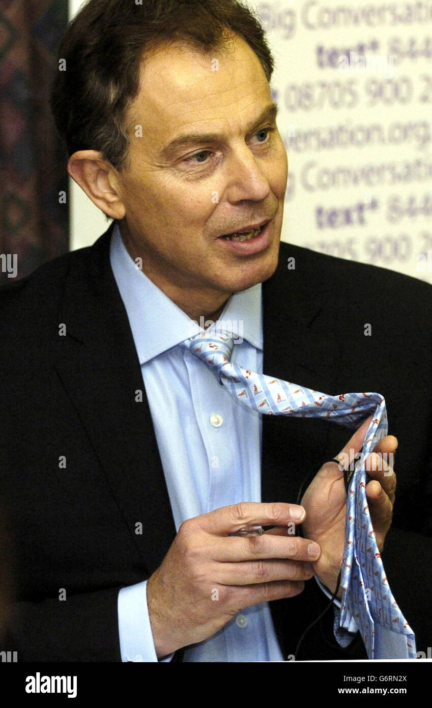 Britain's Prime Minister Tony Blair during a visit to the Merkinch ...