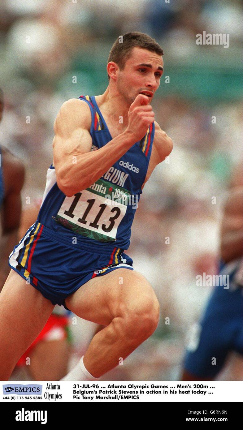 31-JUL-96 ... Atlanta Olympic Games ... Men's 200m ... Belgium's Patrick Stevens in action in ...