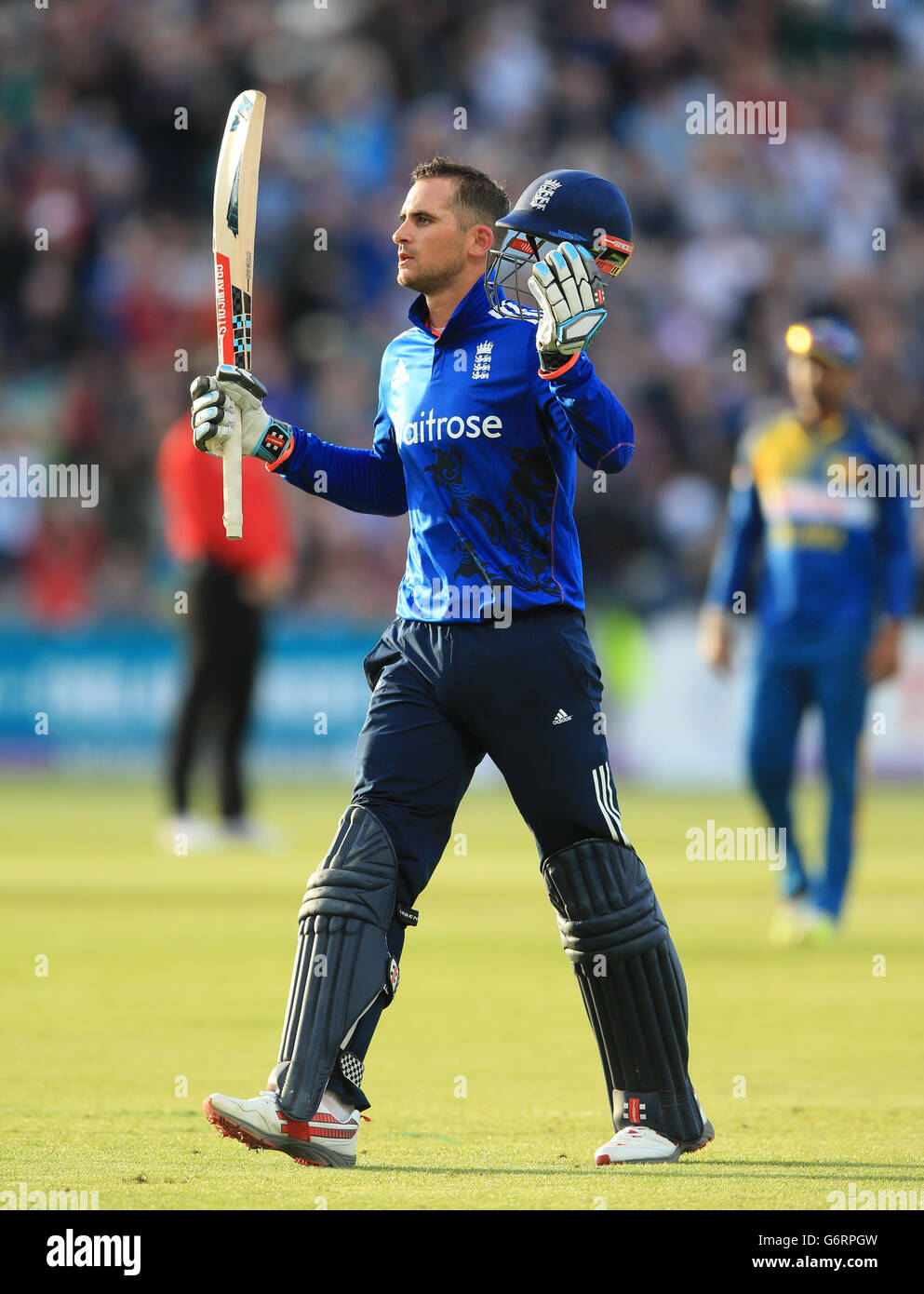 England's Alex Hales celebrates his century during the Royal London One ...