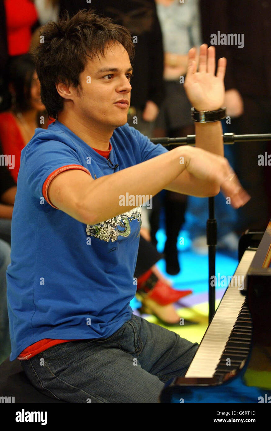 Jazz musician Jamie Cullum during his guest appearance on MTV's TRL UK ...