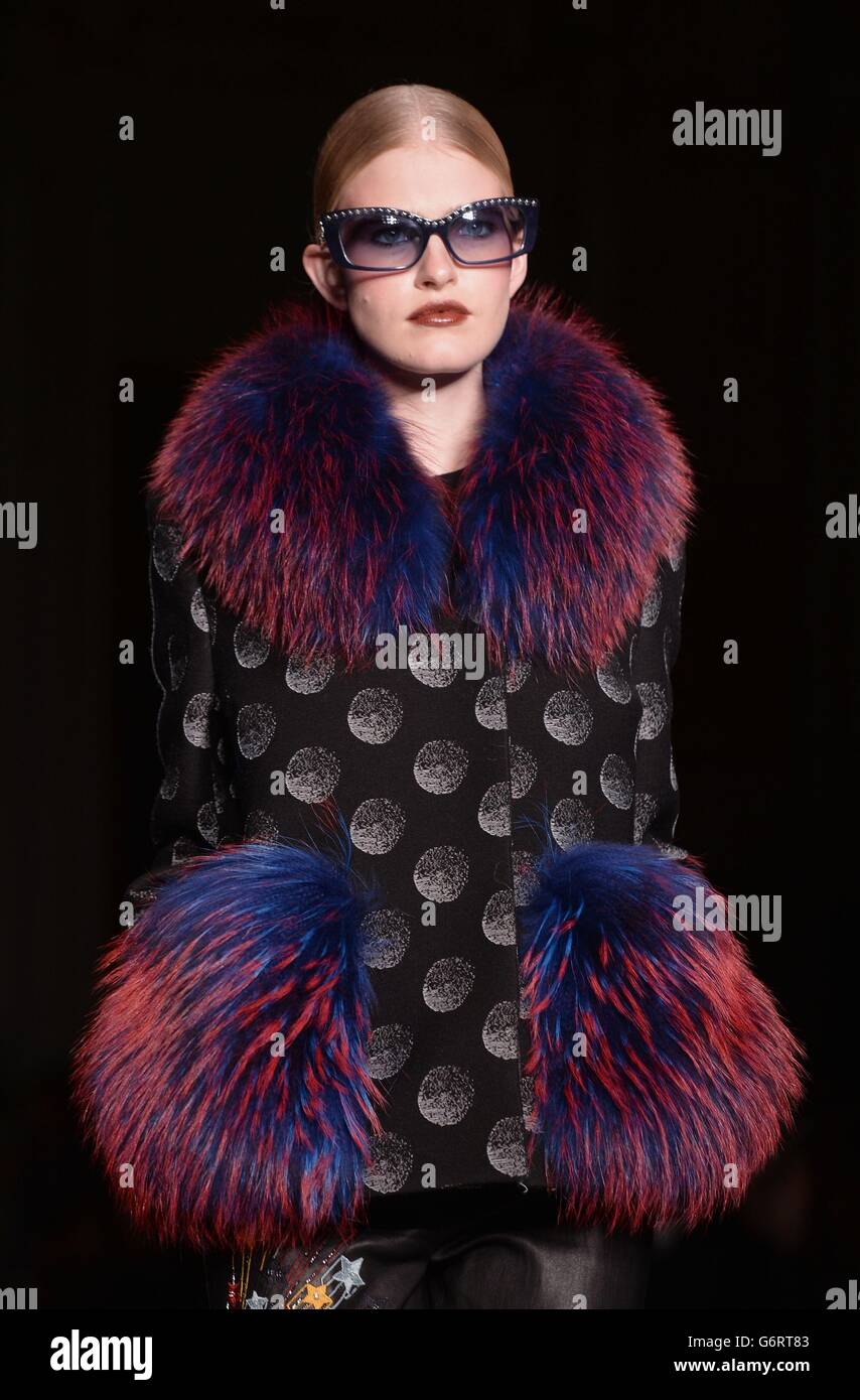 A model on the catwalk during the Matthew Williamson Autumn/Winter 2014 ...