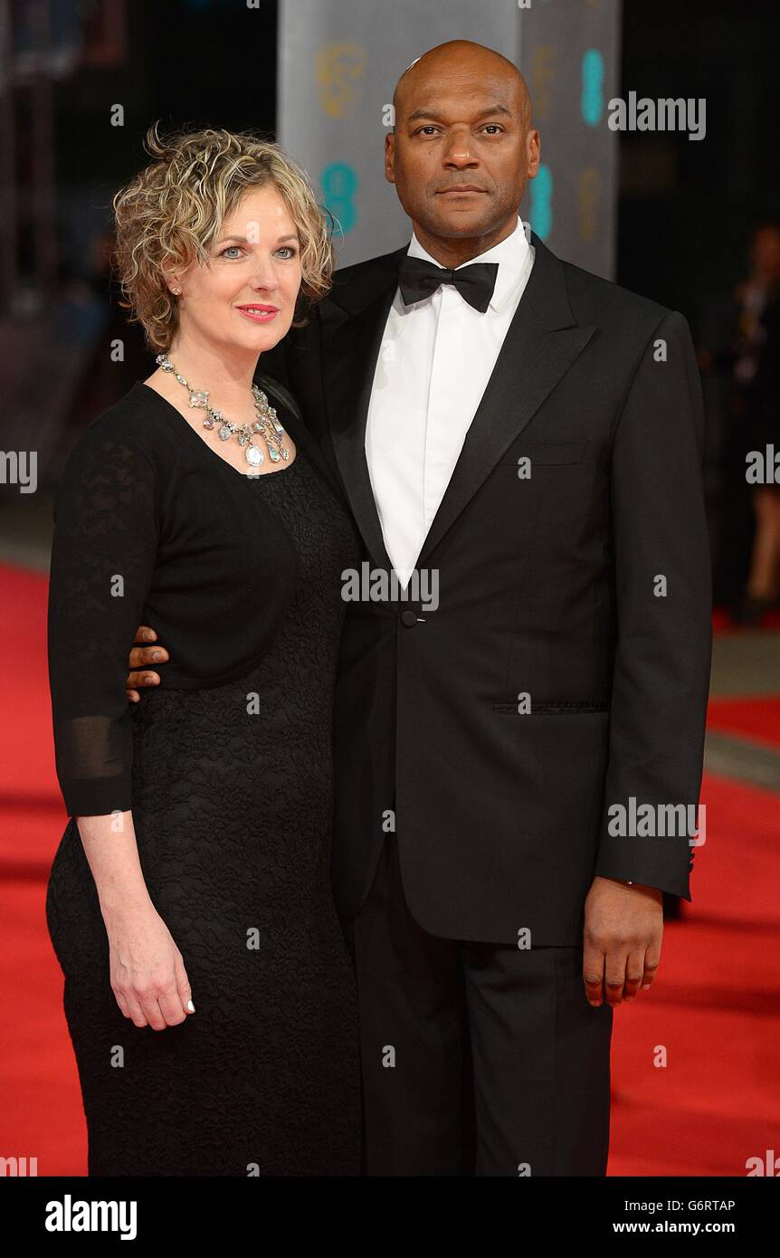 Colin Salmon and wife Fiona Hawthorne arriving at The EE British ...
