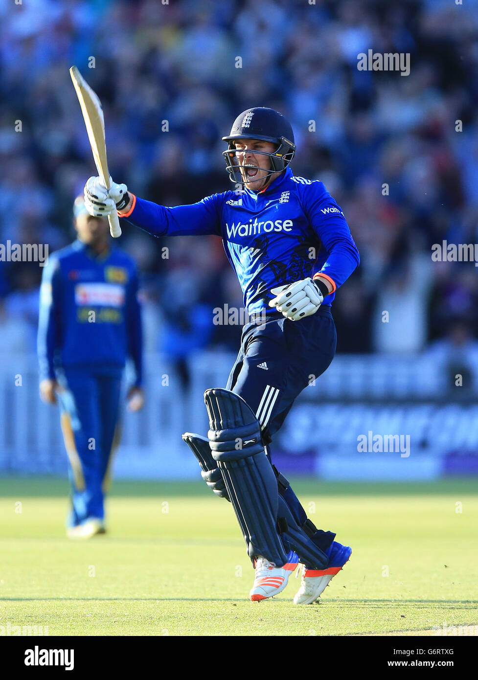 England's Jason Roy celebrates after reaching his century during the ...