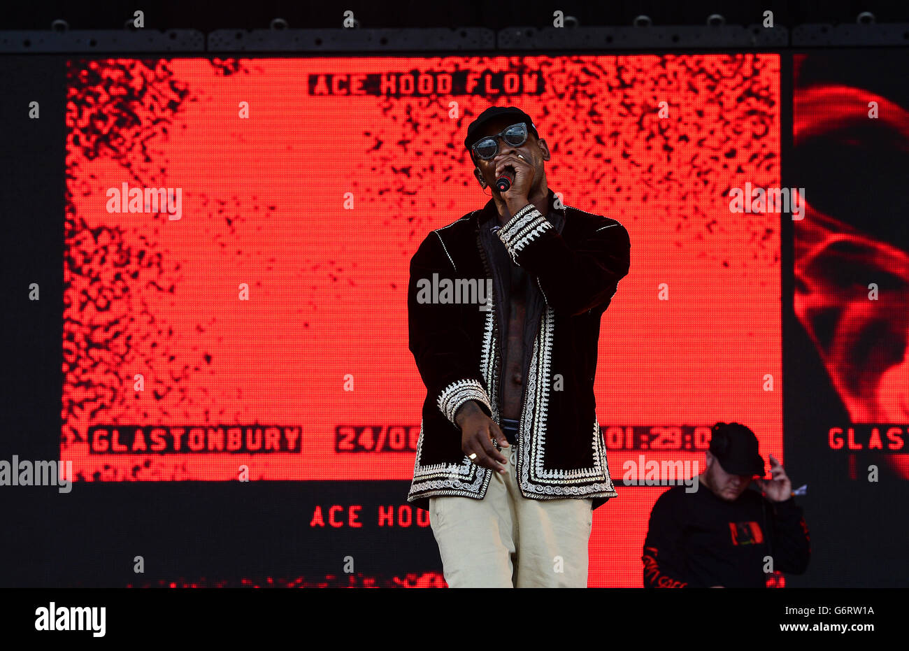 Skepta performing live on the Pyramid Satge at the Glastonbury Festival ...