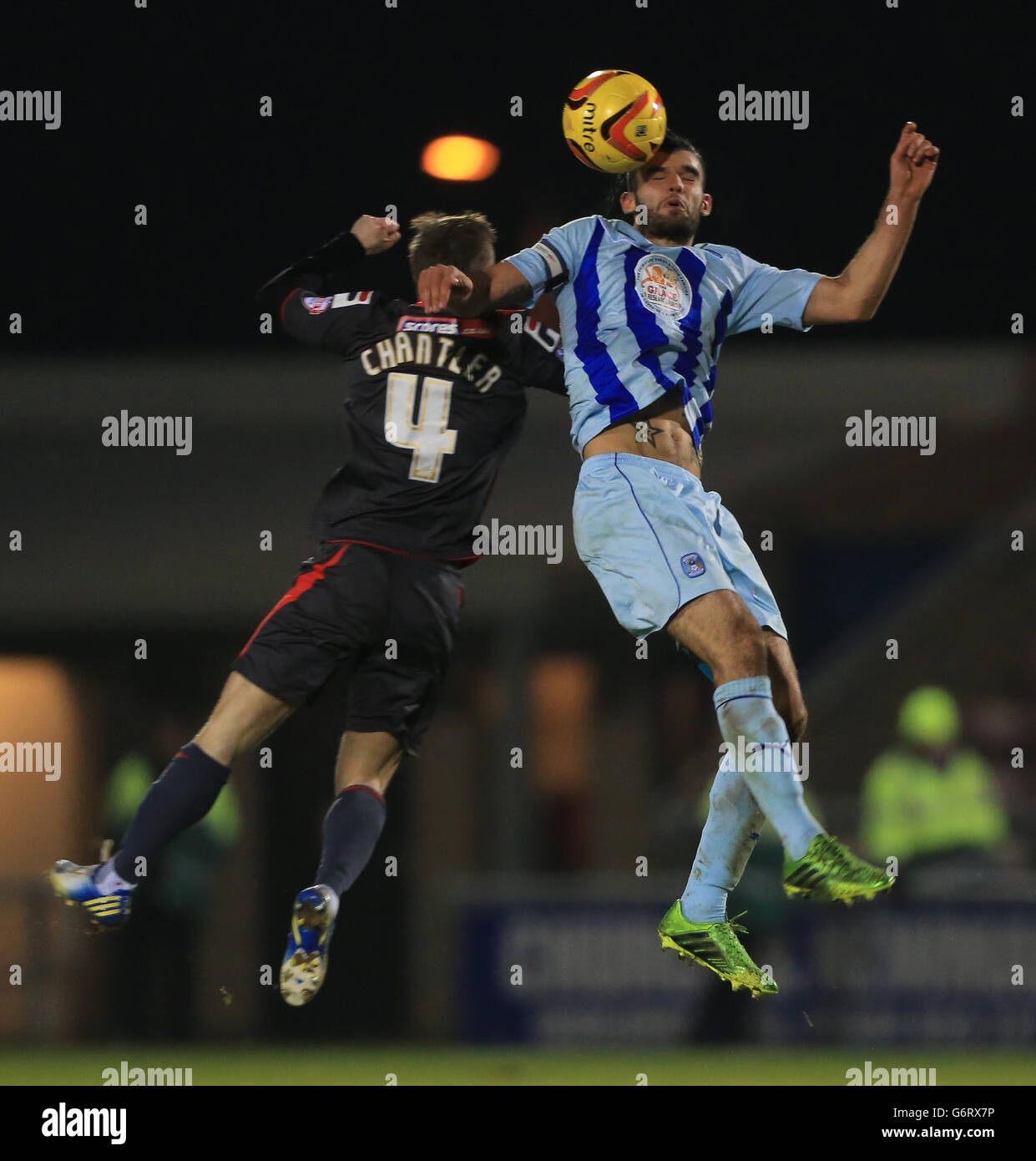 Coventry City's Conor Thomas wins header beating Carlisle United's ...