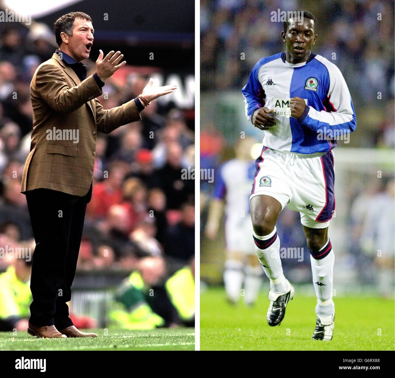 Blackburn Rovers manager Graeme Souness (left) and striker Dwight Yorke ...