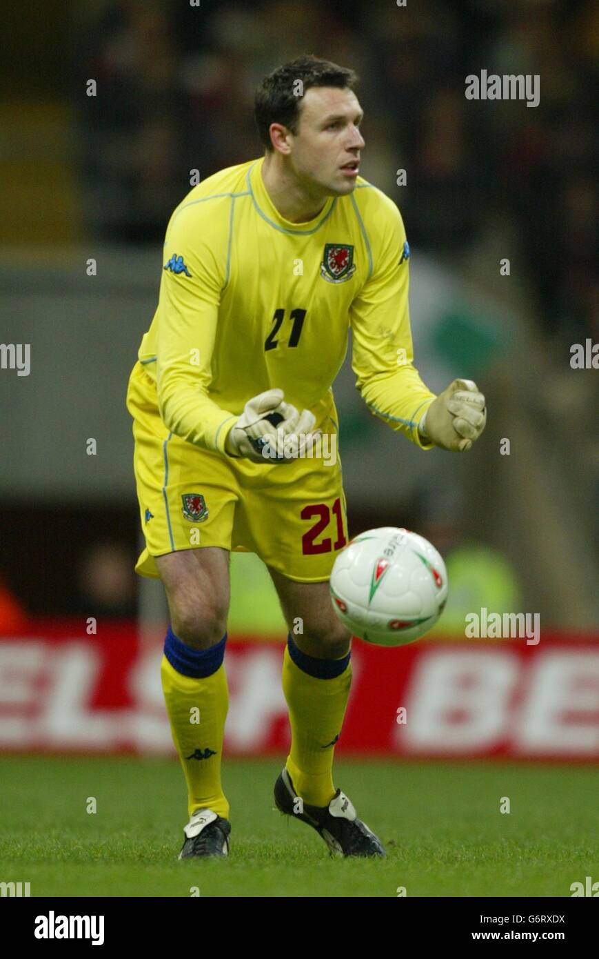Darren Ward in action for Wales during the international friendly match ...