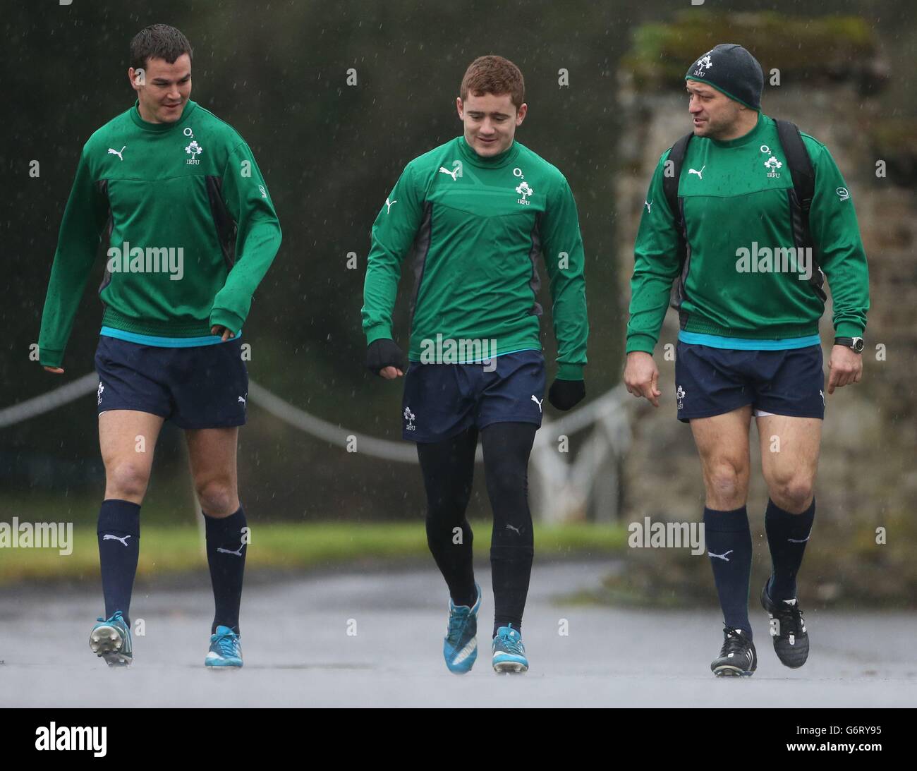 Paddy jackson rory best right during training at house hi-res stock ...