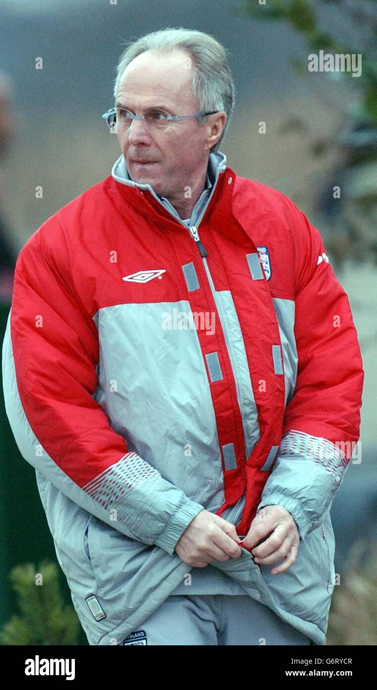 England football coach Sven Goran Eriksson keeps a watchful eye on his ...