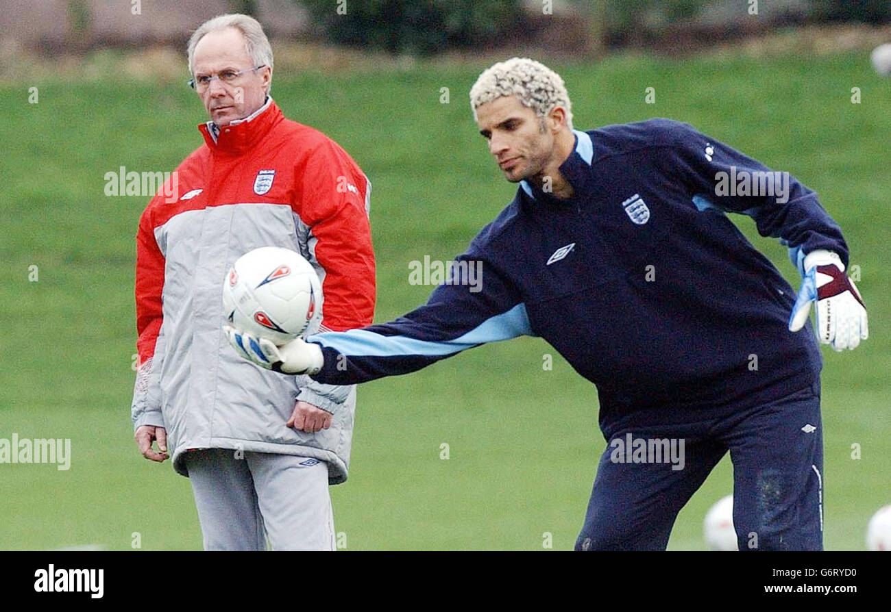 England football coach Sven-Goran Eriksson oversees a training session ...