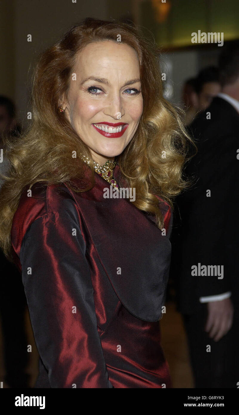 Jerry Hall, wearing a dress by Vivienne Westwood arrives for the Orange ...