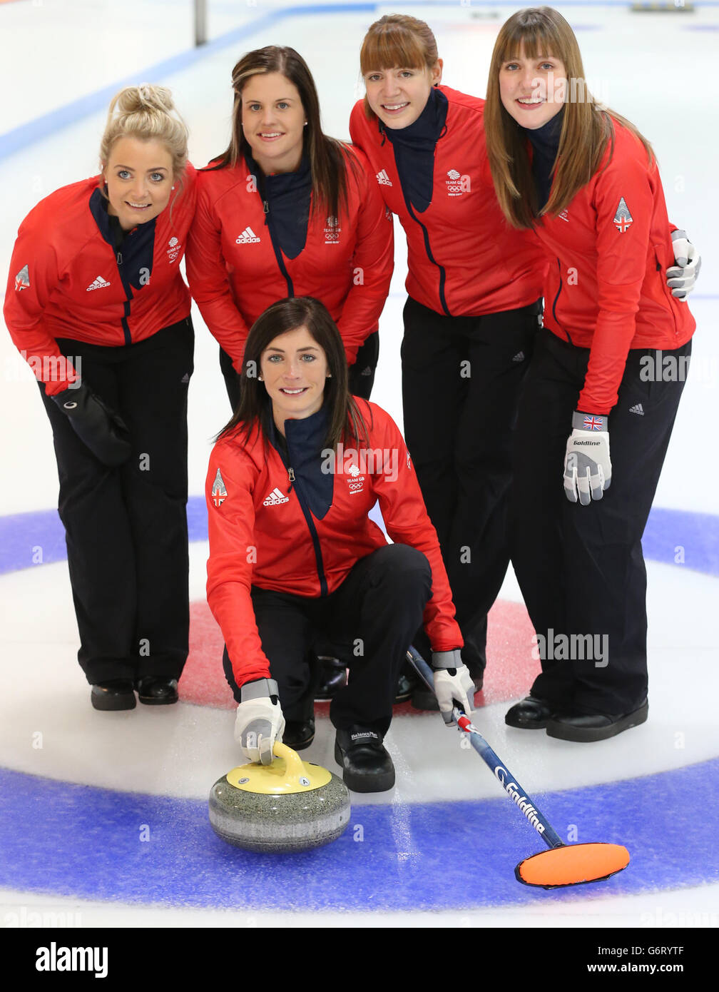Team GB female curling team with skip Eve Muirhead (centre) and back ...