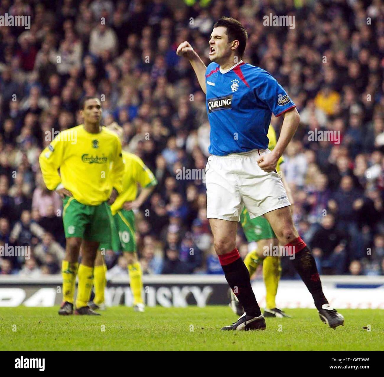 Rangers' Stephen Thomson celebrates his goal against Hibernian during ...