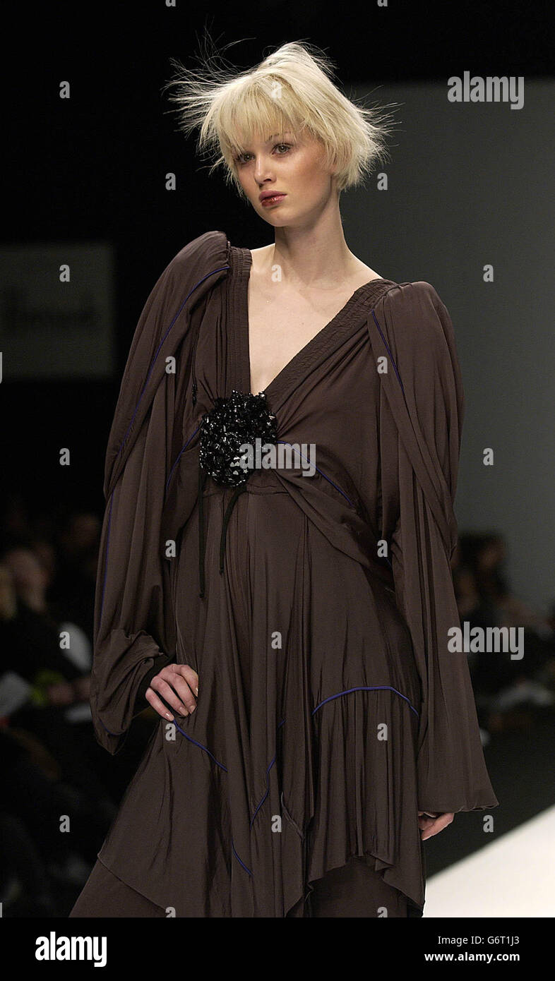 A model on the catwalk wearing designs by Lesley Mobo, as part of the ...