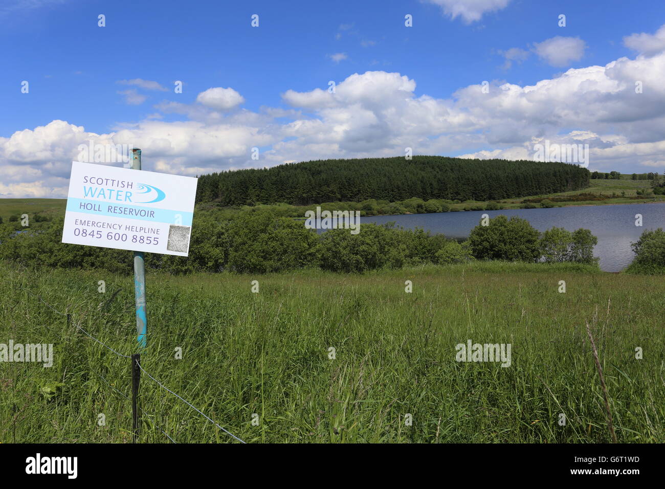 Scottish water sign by Holl Reservoir Lomond Hills Regional Park Fife ...