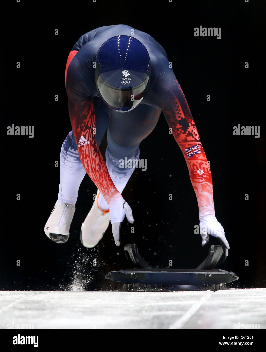 Great Britain's Lizzy Yarnold during a training run at the Sliding ...