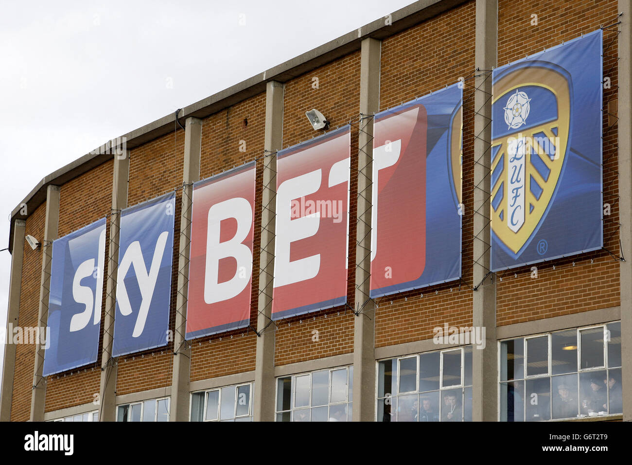 General view of the leeds united logo at elland road hi-res stock ...