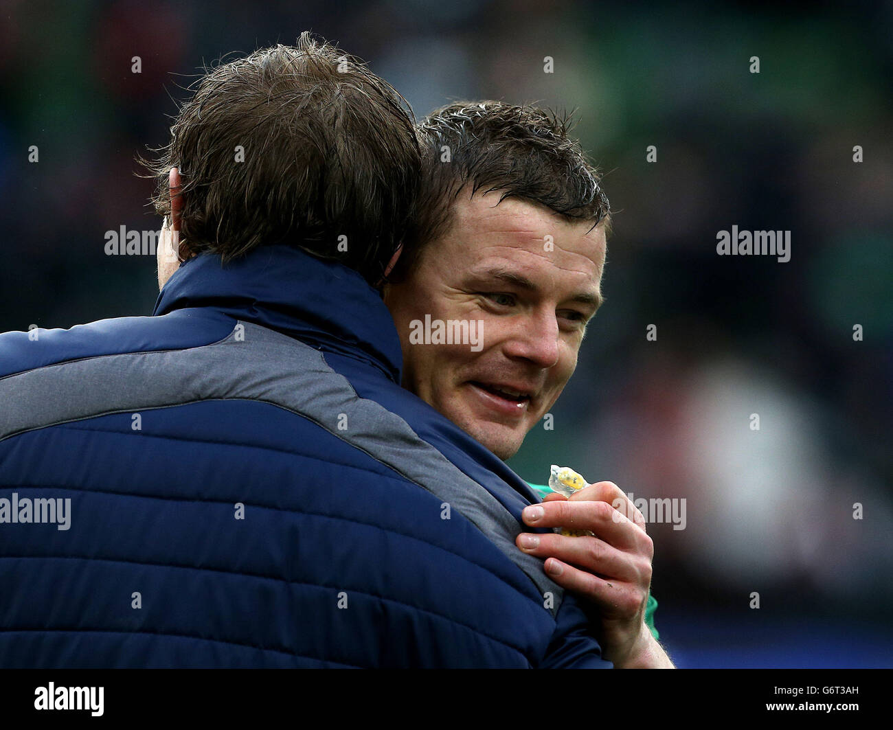 Ireland's Brian O'Driscoll (right) with team-mate Andrew Trimble after ...