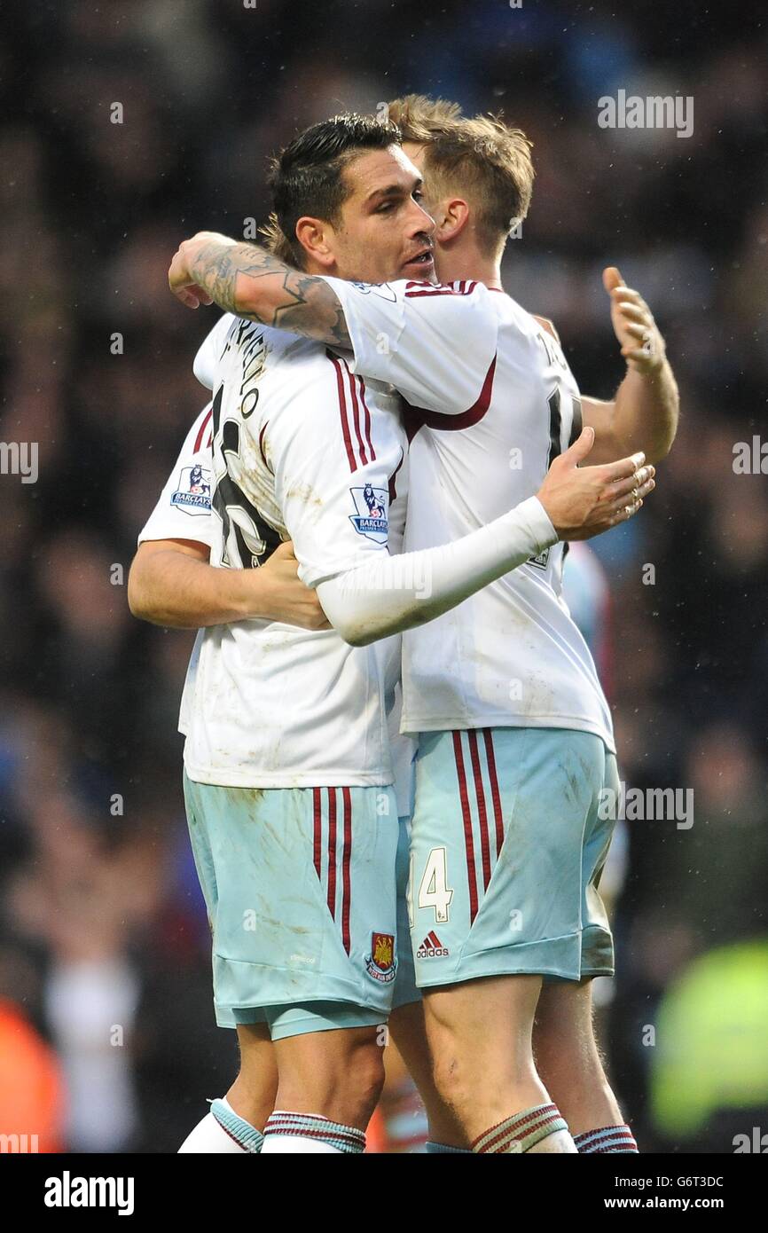 West Ham United's Marco Borriello (left) and Matthew Taylor (right ...