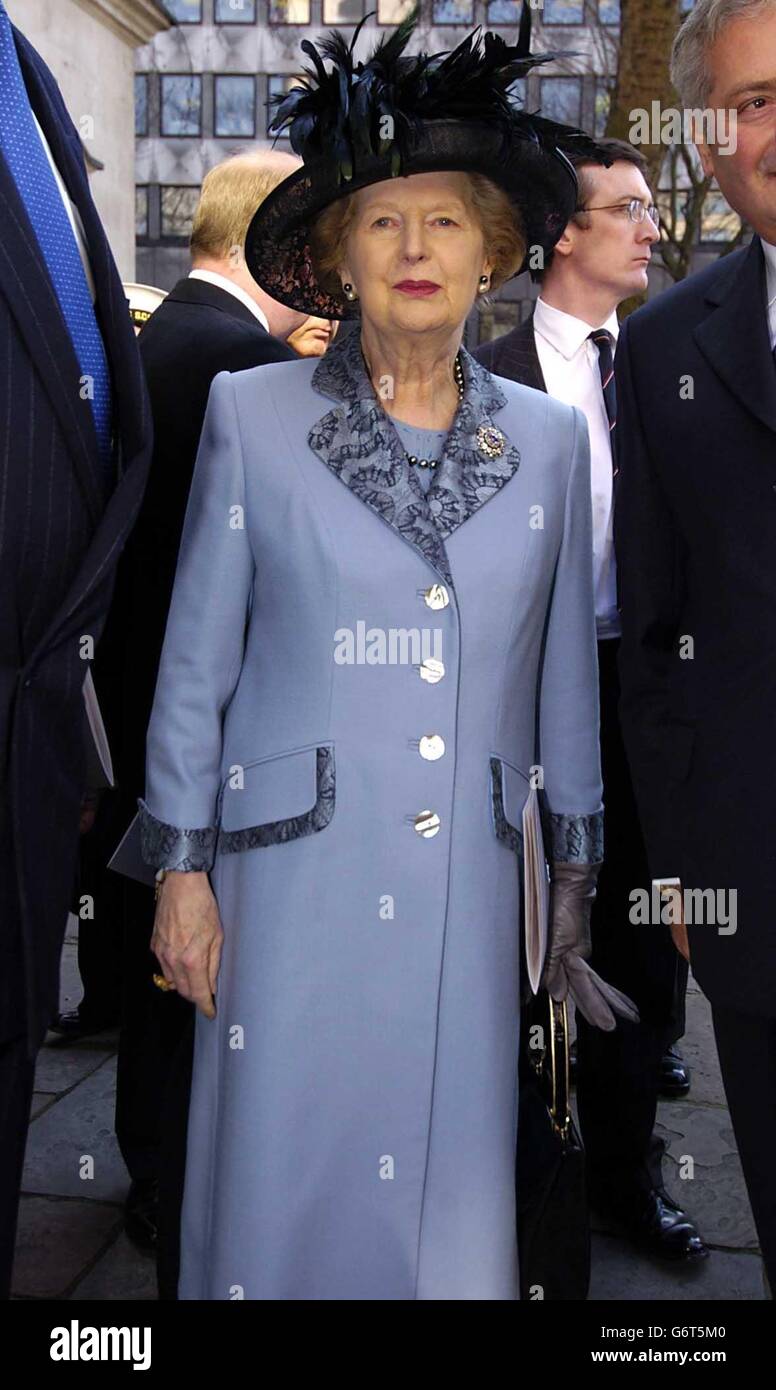 Former Prime Minister Baroness Thatcher leaves St Clement Danes Church ...