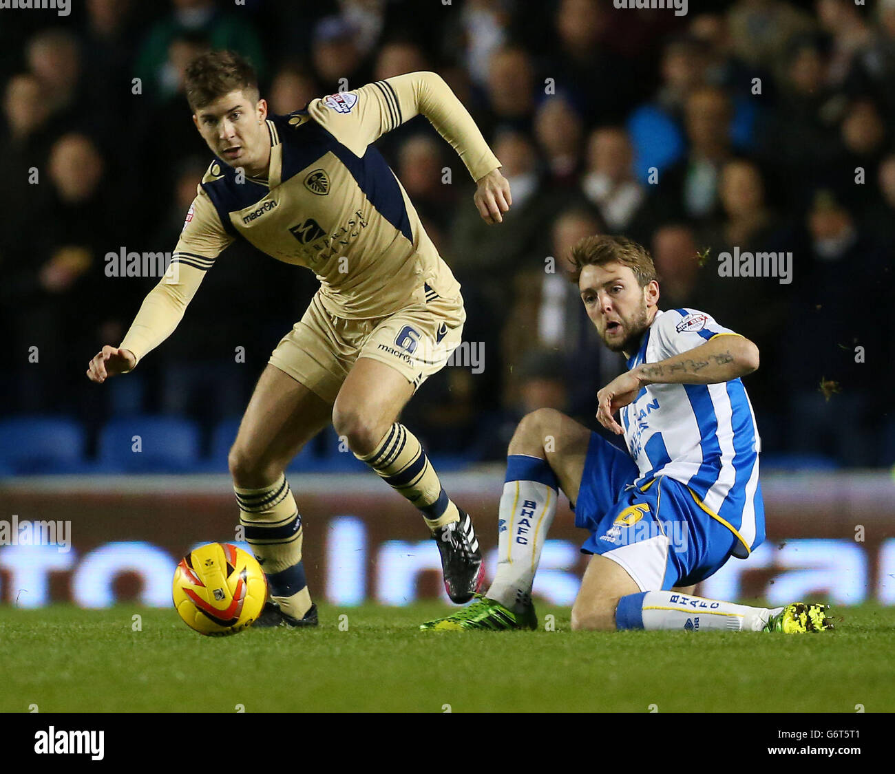 Leed United's Luke Murphy (left) spins away from Brighton's Dale ...