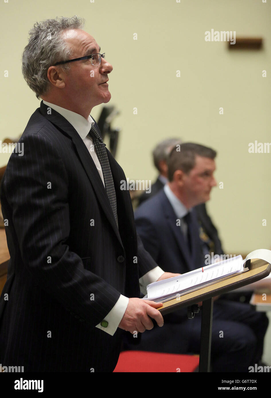 Mr Justice Seamus Tracey (left), speaking at a lecture to mark the 25th ...