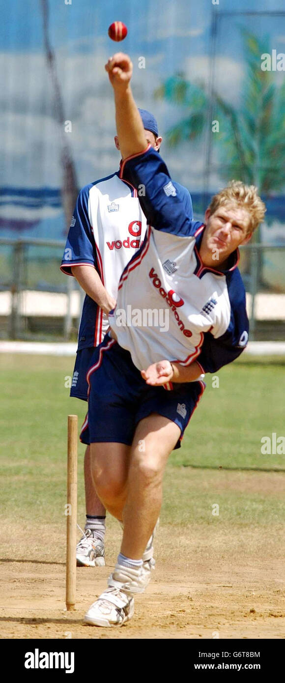 England fast bowler Matthew Hoggard in action during a nets session in ...