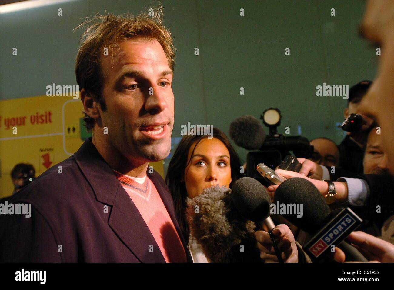 Greg Rusedski arrives at Heathrow Airport Stock Photo - Alamy