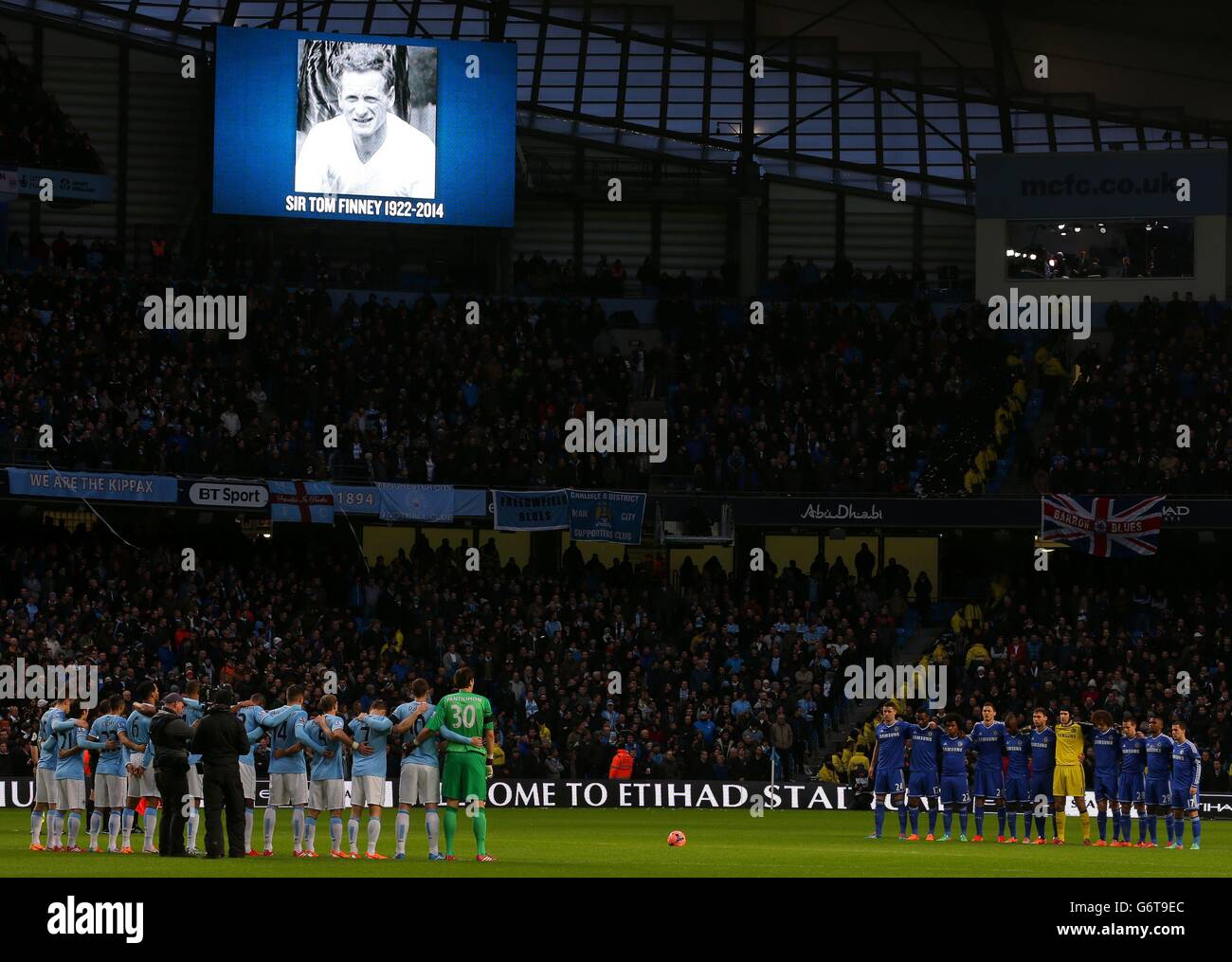 Manchester City and Chelsea players observe a minutes silence for the ...