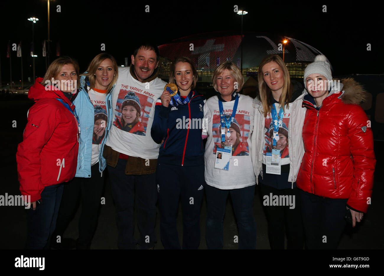 Great Britain's Lizzy Yarnold with her family and friends (left to ...