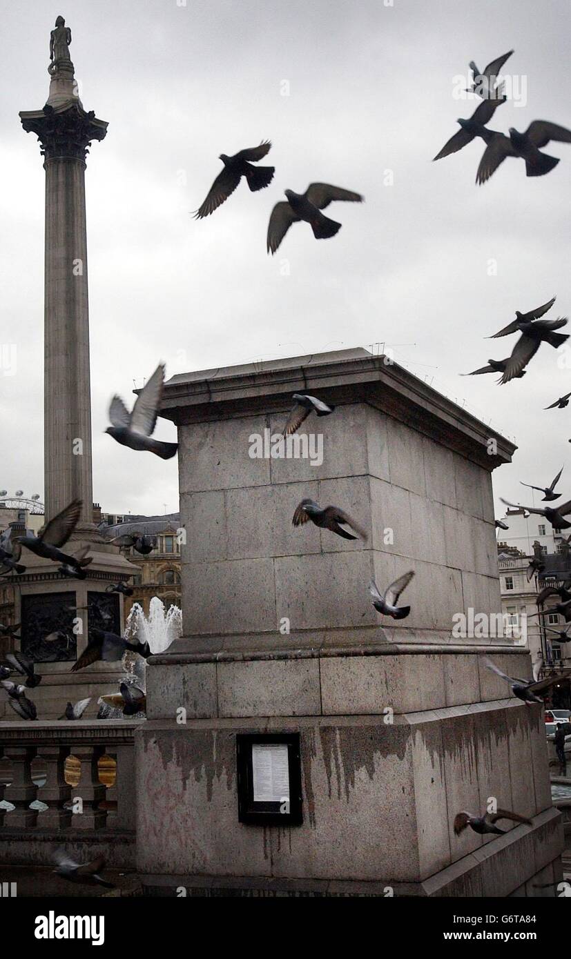 The fourth plinth in Trafalger Square, central London. The sculpture ...