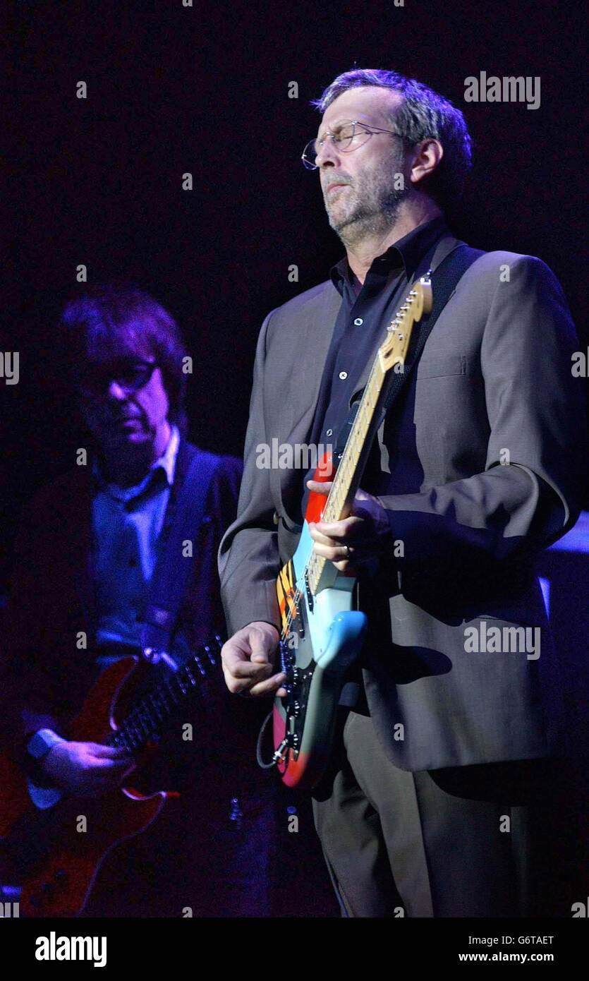 Bill Wyman (left) and Eric Clapton perform live at the One Generation 4 ...