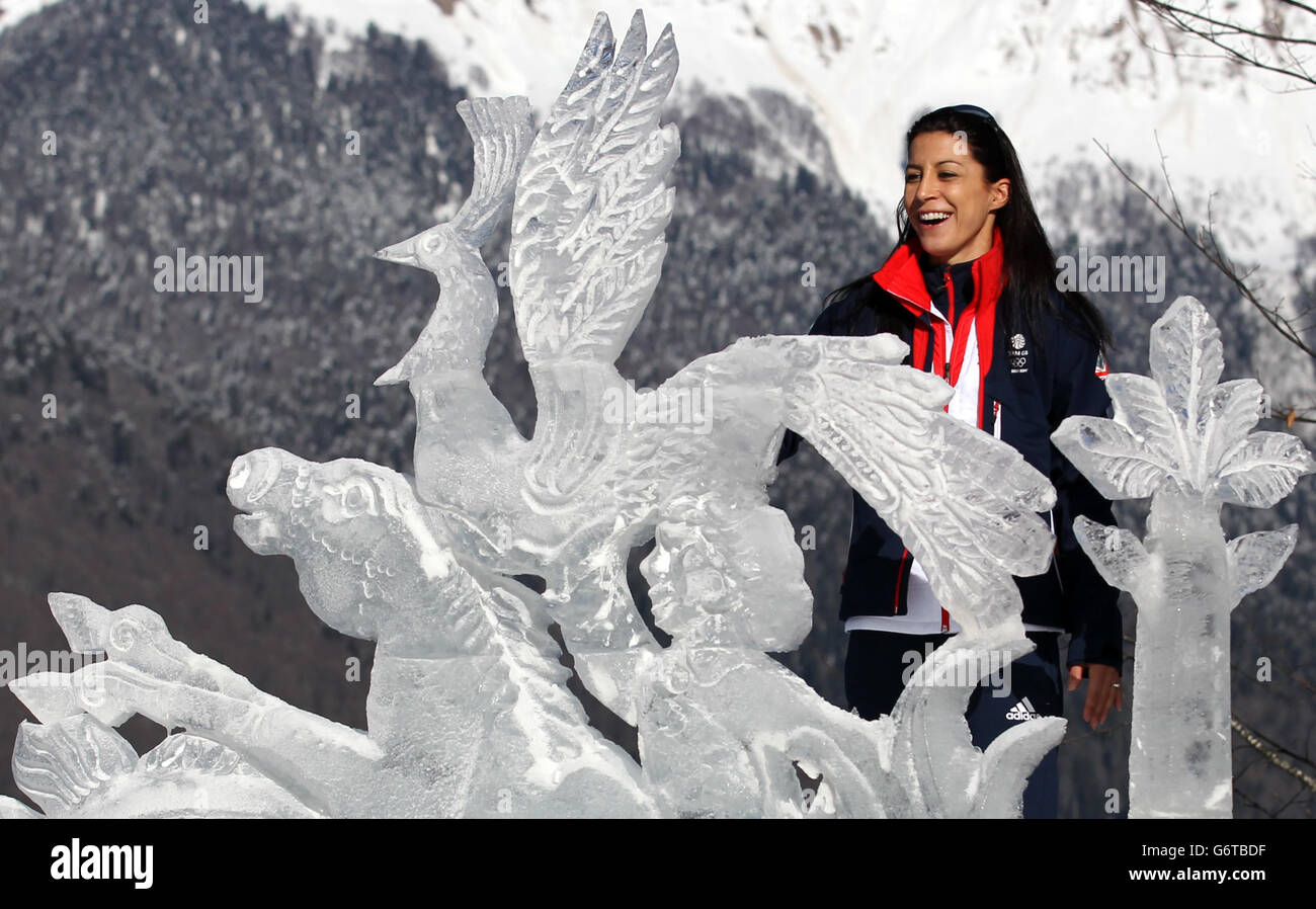 Great Britain's Shelley Rudman poses for a photograph next to an Ice ...