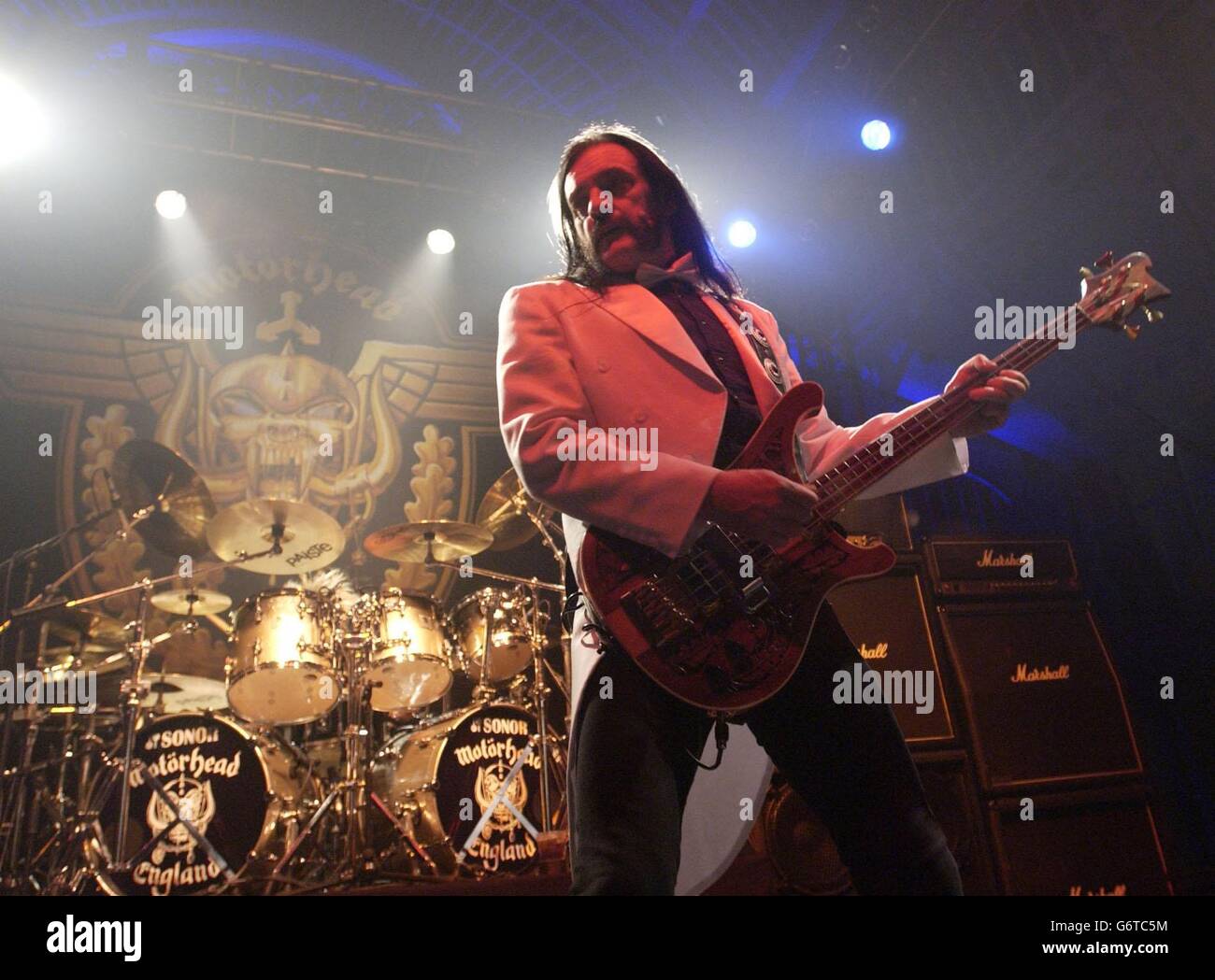 Lead singer Lemmy from the rock band Motorhead onstage during their ...