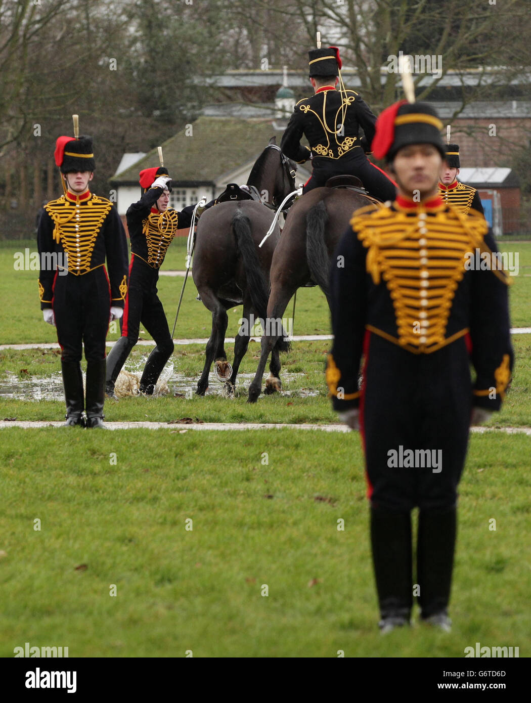The King's Troop Royal Horse Artillery following the firing of a 41 ...