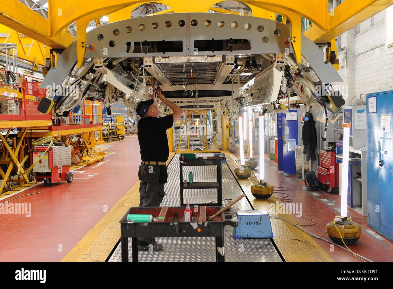 Workers at the Bombardier plant in Derby after the train manufacturer ...