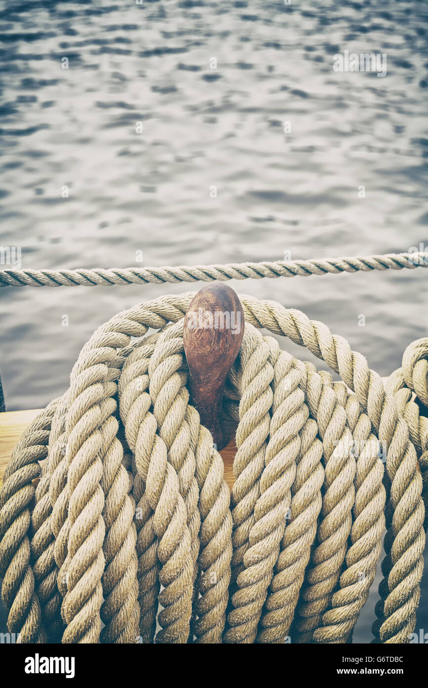 Retro stylized rigging of an old sailing ship Stock Photo - Alamy