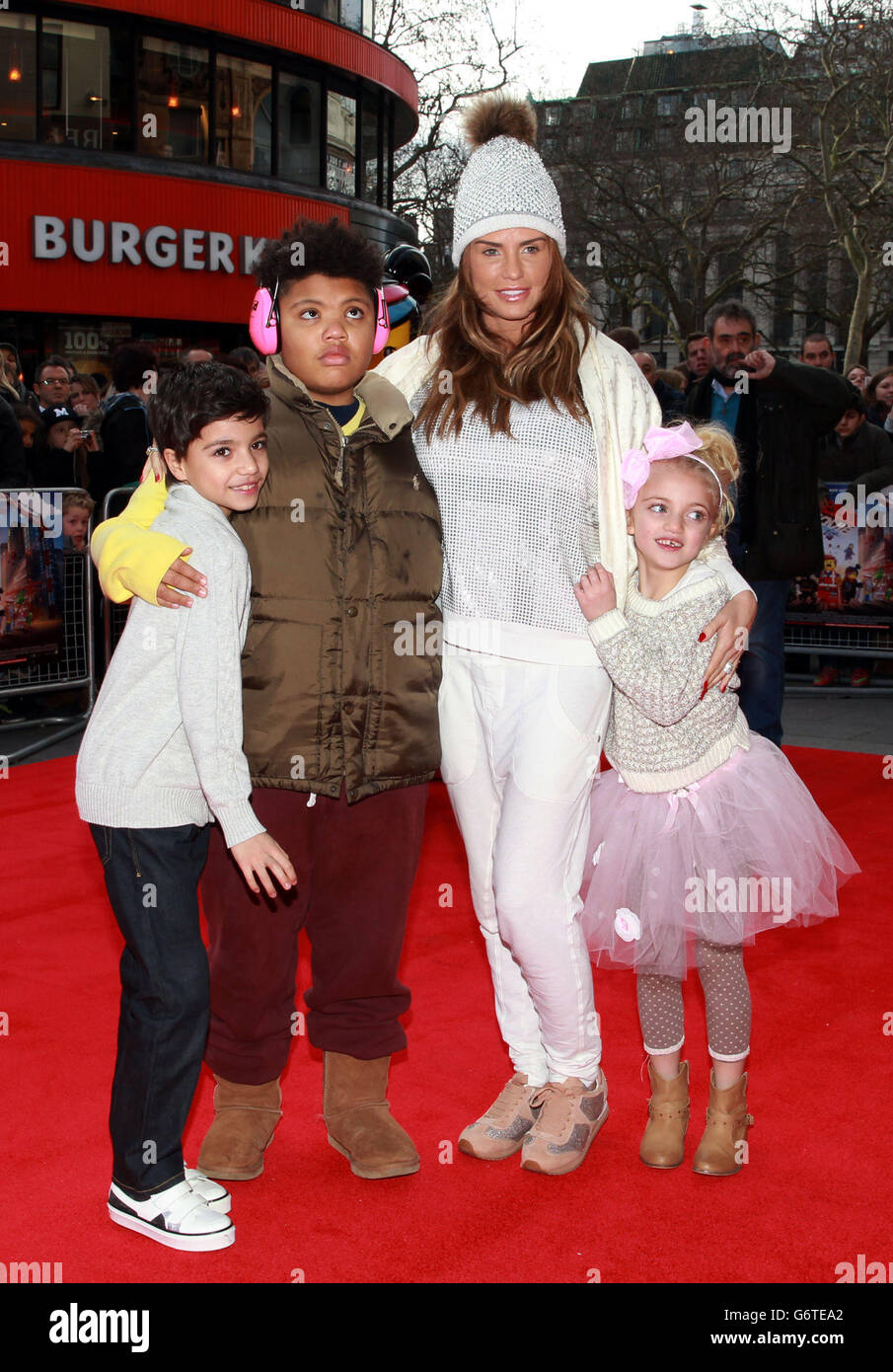 Katie Price with her children Junior (left)Harvey and Princess arriving ...