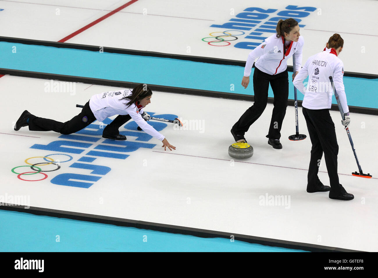 Great Britain's Eve Muirhead during curling training at the Ice Cube ...
