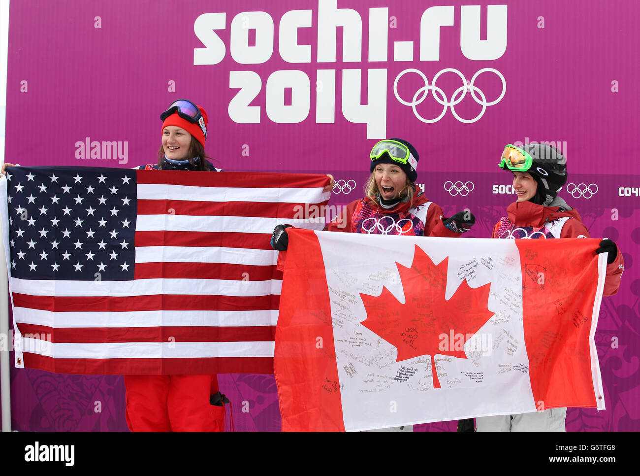 Canada's Dara Howell celebrates winning gold with second placed USA's ...