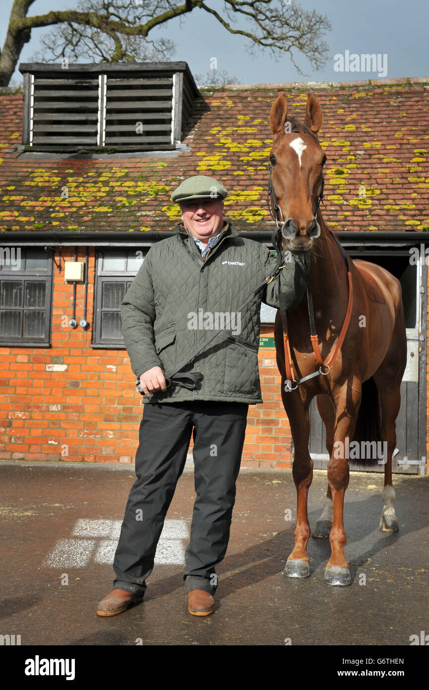 Trainer Paul Nicholls with Silviniaco Conti during the stable visit to ...