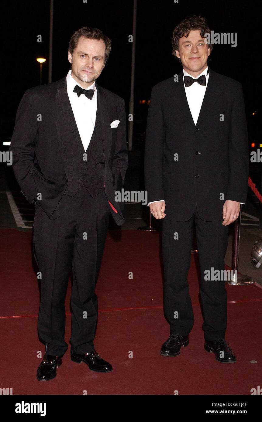 Comedian Jack Dee (left) and actor Alan Davies arrive for the Bob ...