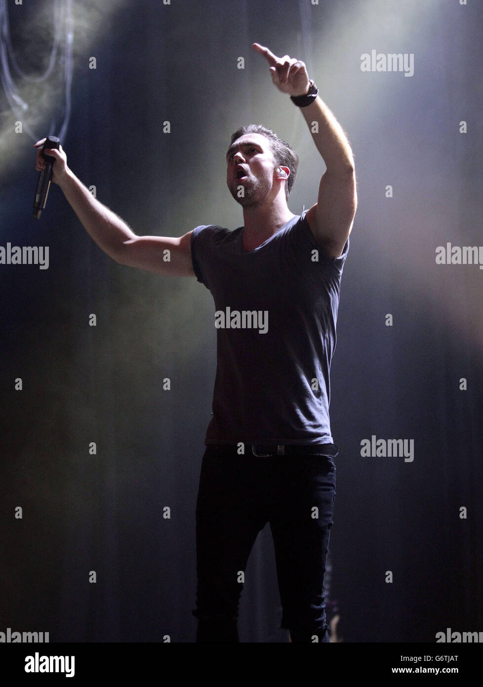 Pop group Lawson performing on stage during the Charlton Athletic ...