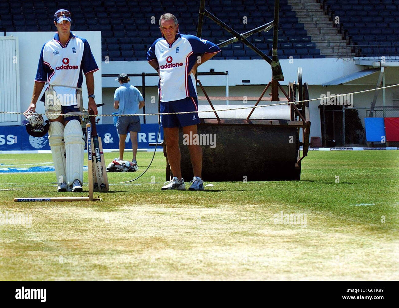 England captain, Michael Vaughan (left), and team manager, Phil Neale ...