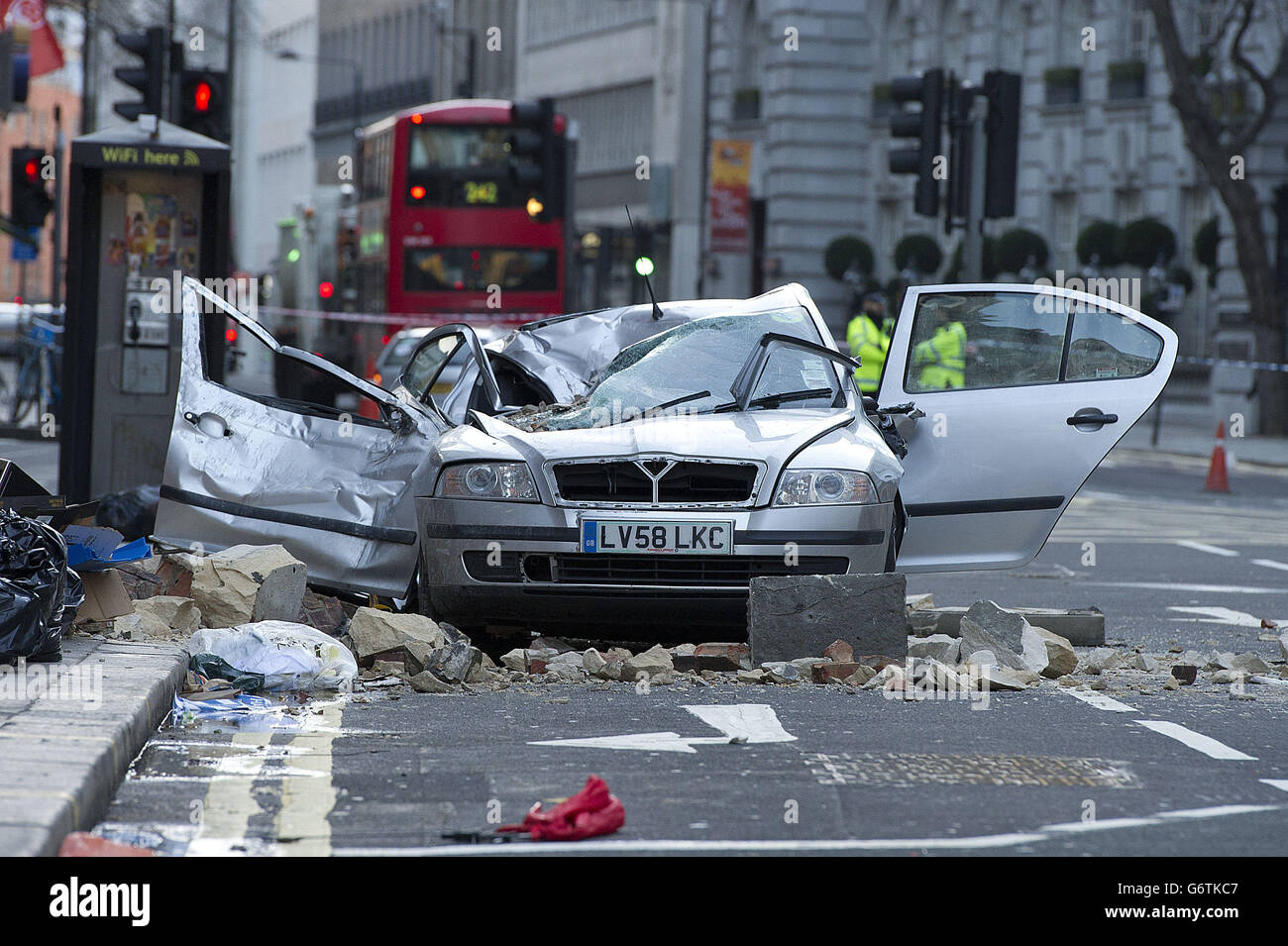 Falling masonry crush death - London Stock Photo - Alamy