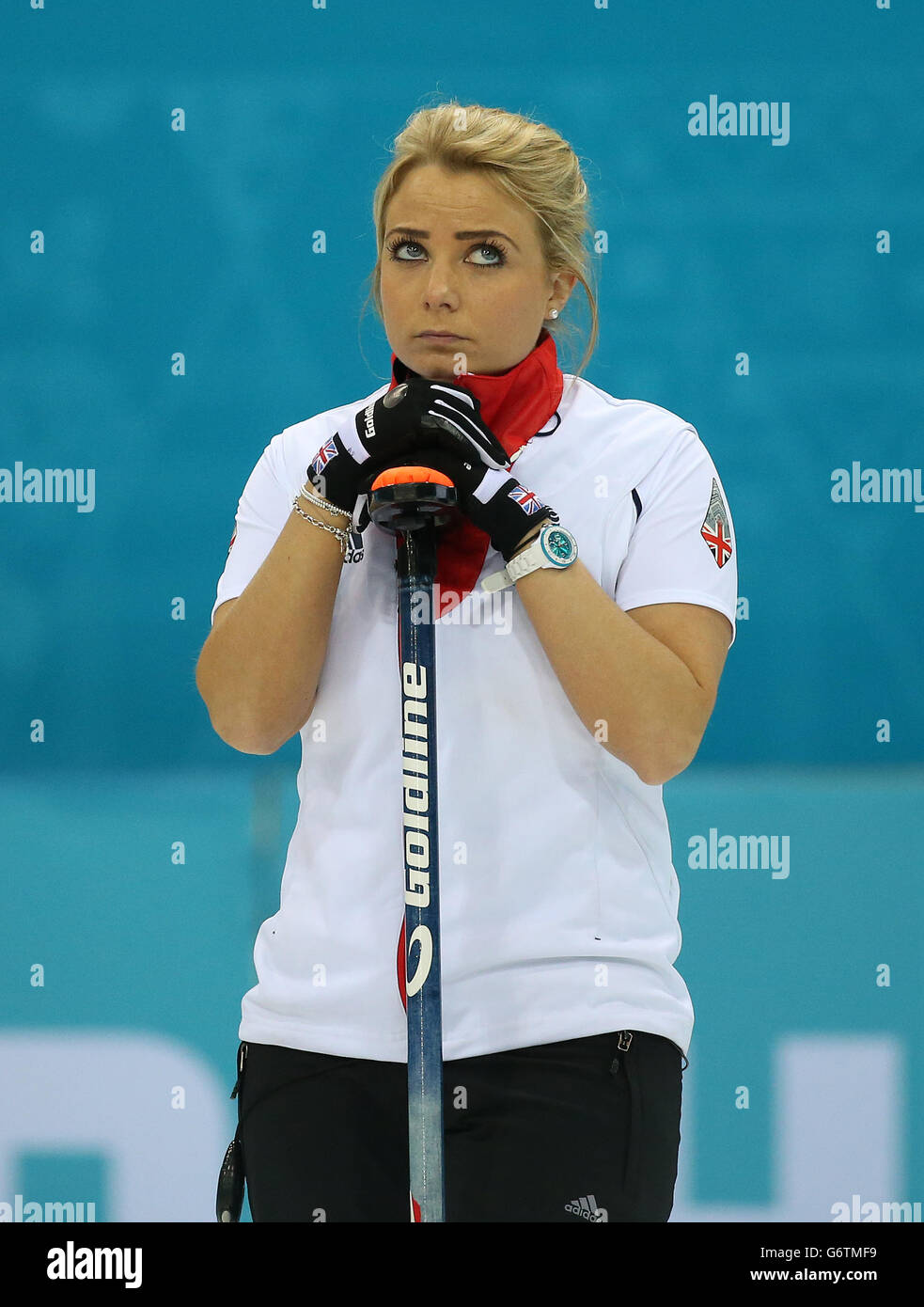 Great Britain's Anna Sloan during the Women's Curling Round Robin match ...