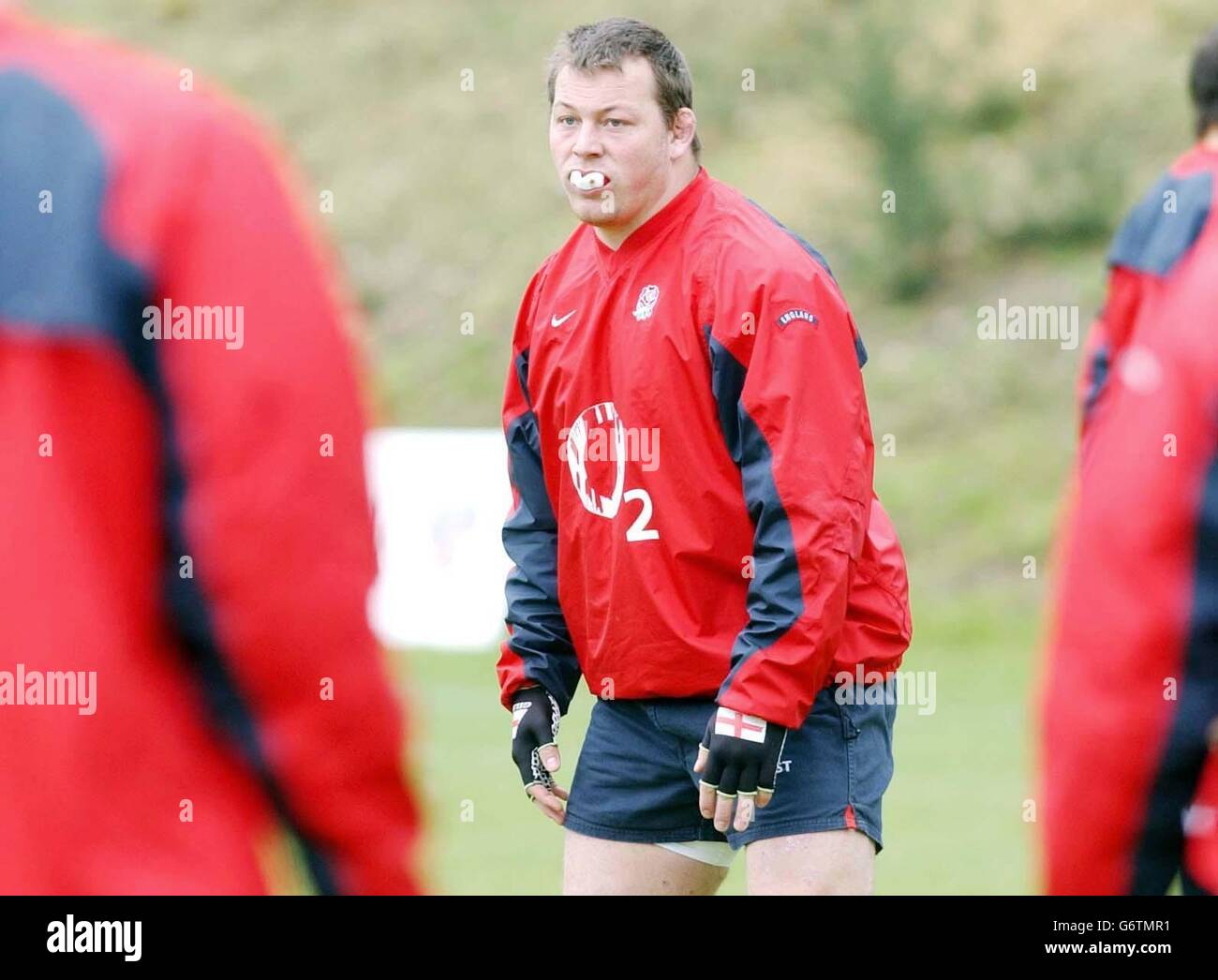Englands steve thompson during training session at penny hill park hi ...