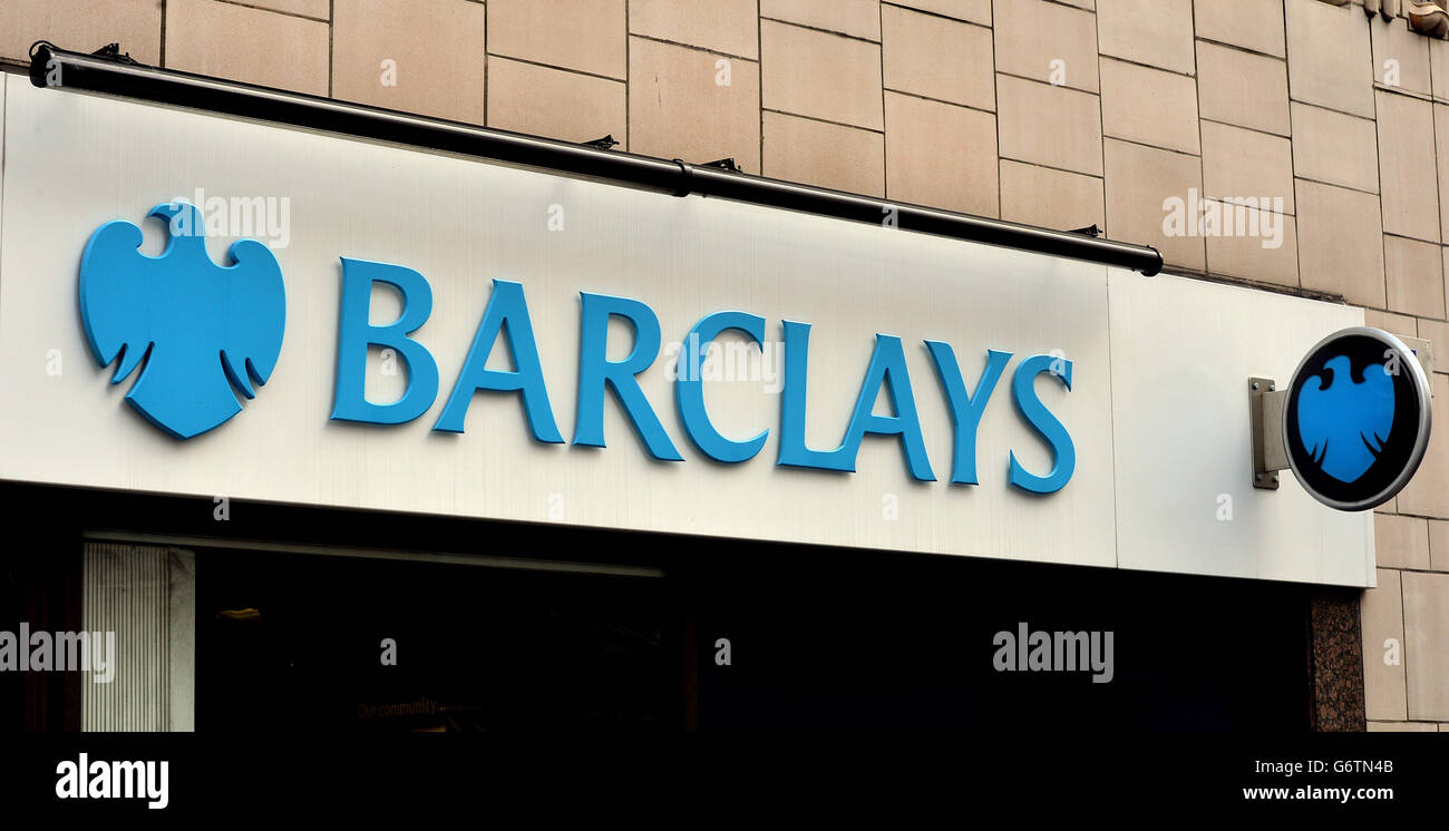 Bank stock. A Barclays bank sign in Victoria, central London Stock ...