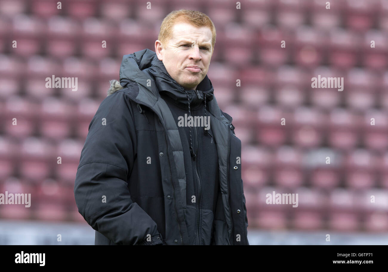 Celtic manager Neil Lennon arrives at the Scottish Premier League match ...