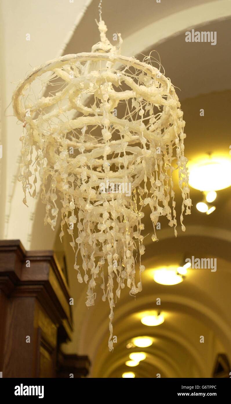 Artist Liz Neal's piece, enititled 'Spunk Chandelier' on display as ...